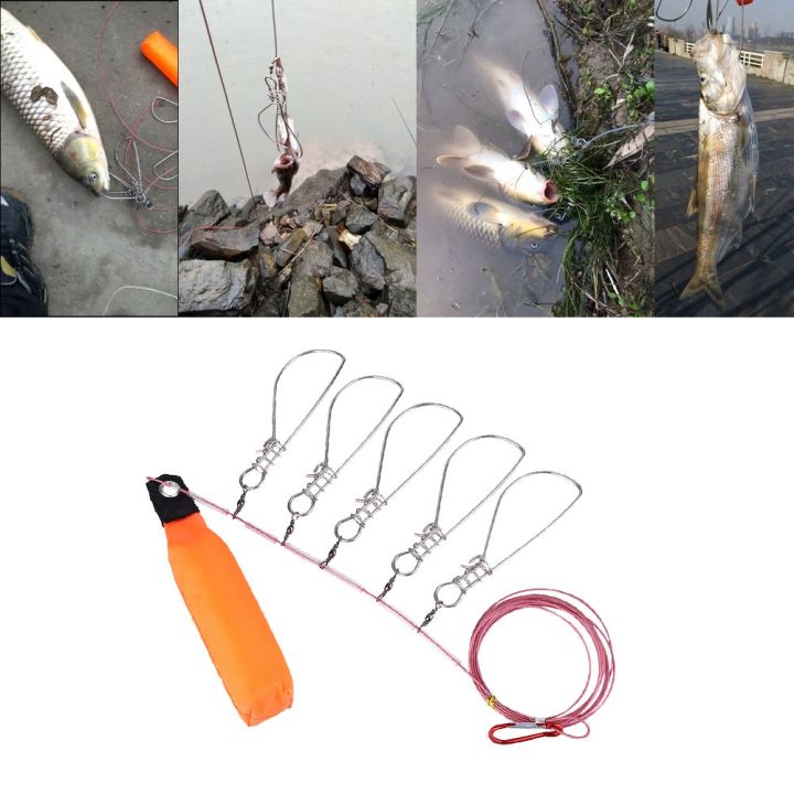 Stainless Steel Heavy Duty Fishing Catch Stringer with 5 Lock Snaps ...