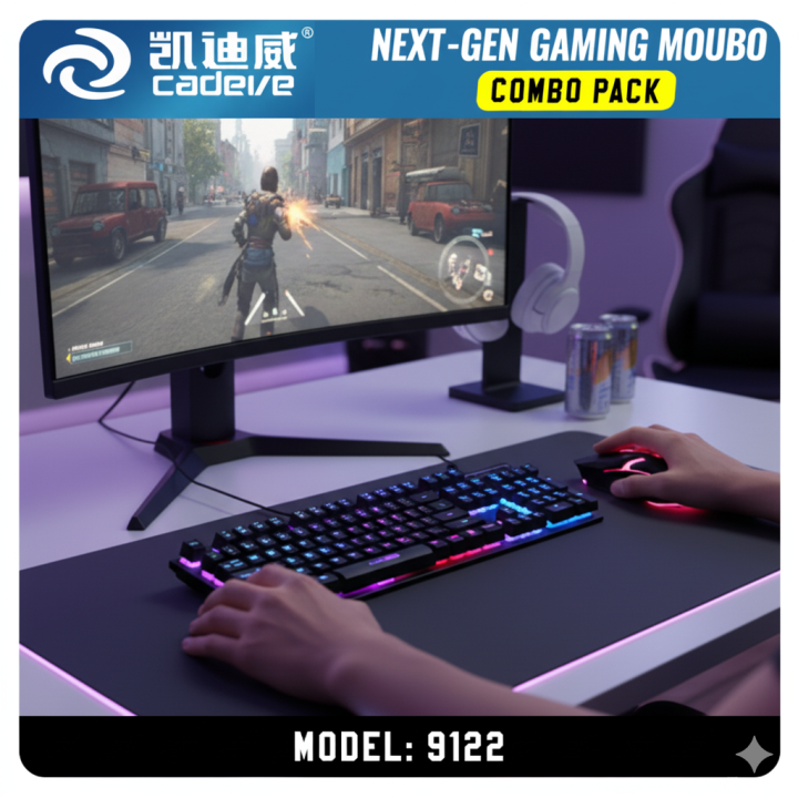 Gaming Keyboard Mouse Combo Black Color Cadeve 9122 RGB Mouse With RGB ...