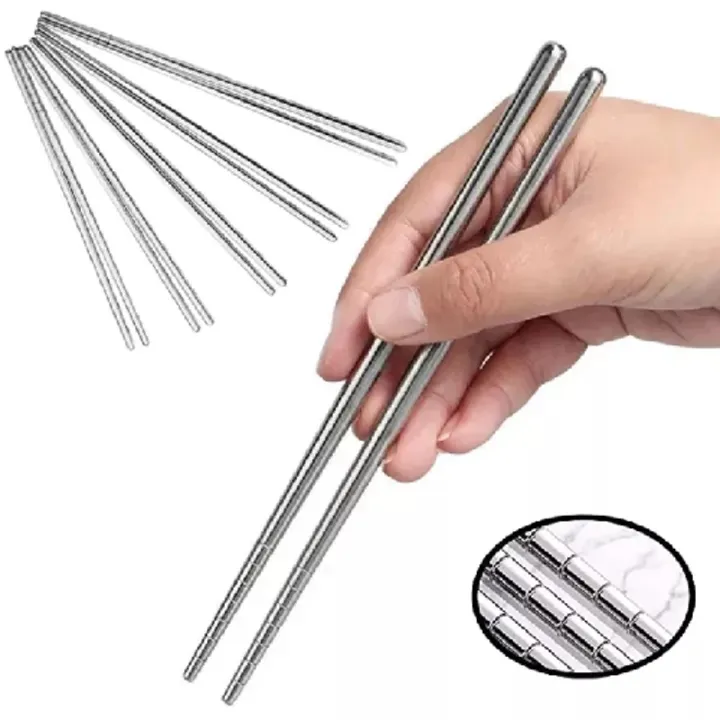 Stainless Steel Chopstick 2 Pcs (japanese/ chinese/ Korean) | Daraz.com.bd