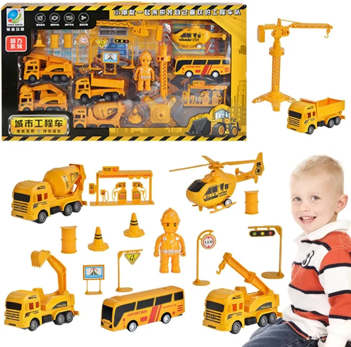 Construction Site Toys,18 Pcs Educational Pullback Car-Interactive ...