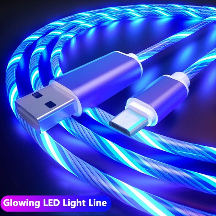3A USB Type C Cable LED Light Fast Charging Phone Accessories USB C ...