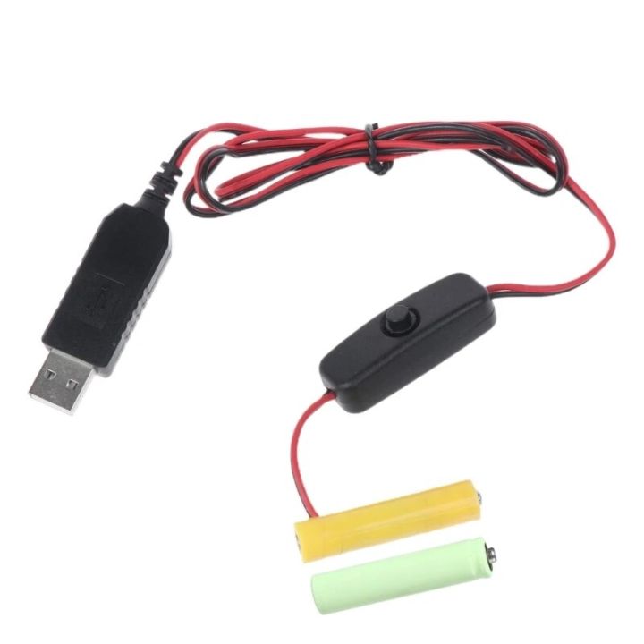 Universal 3V LR03 AAA Battery USB Power Supply Cable with 2Pcs 1.5V ...