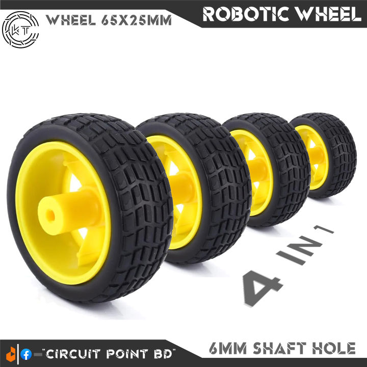 Robotic Wheel 65x25mm Smart RC Car Robot Wheel for DC 3V-6V Drive Gear ...