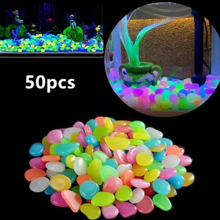 50 pcs Radium Plastic Stones Colorful Luminous Glowing Pebbles, Glow in ...