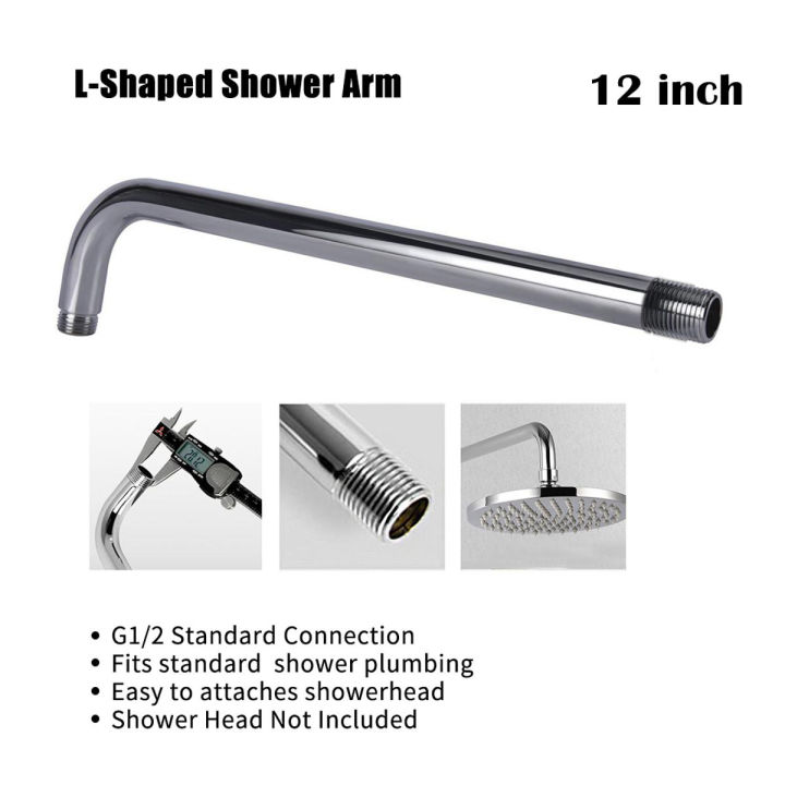 Chrome Polished Stainless Steel L-Shaped Shower Arm Extension for ...