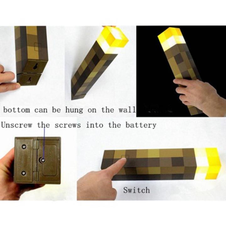 （New）[Ready tock Light Up Torch 28CM High Brightne LED Minecraft Hand ...