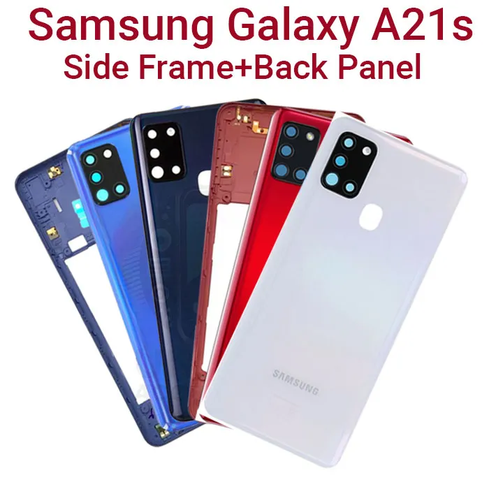 For Samsung Galaxy A21s Side Frame + Back Panel Housing + Camera Glass ...