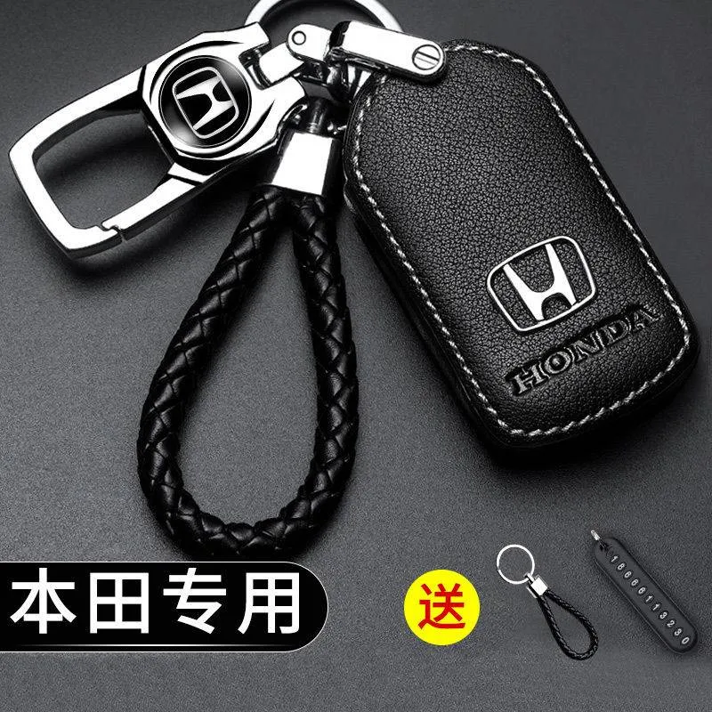 Leather Car Key Cover Case For Honda Vezel City Civic Jazz Brv Br v Hrv Fit Remote Key Jacket Car ready stock Daraz .bd