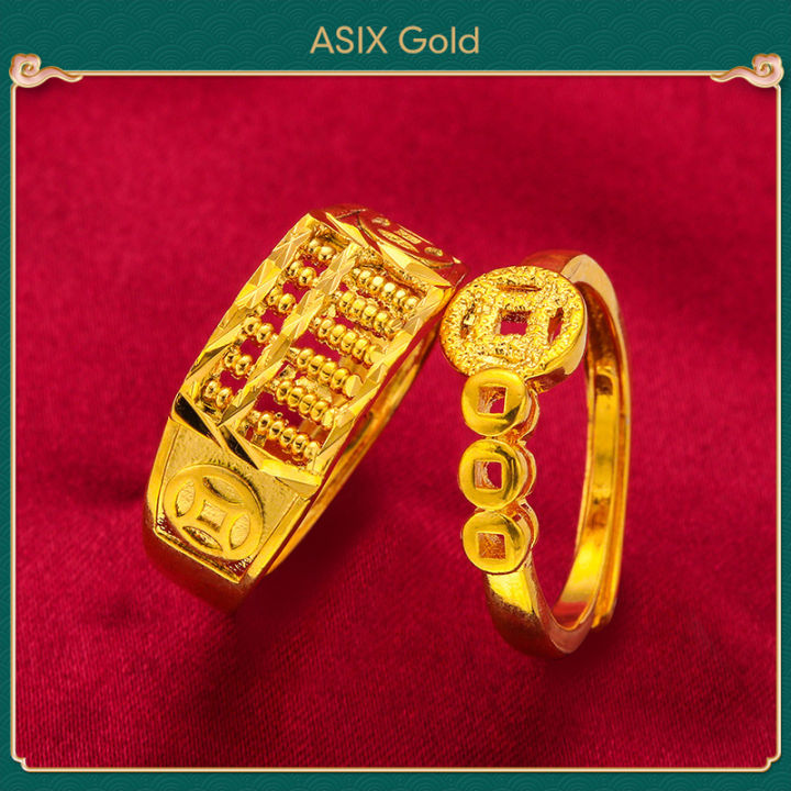 ASIX GOLD Original 18k Saudi Gold Men and Women Abacus Ring Coin Ring ...