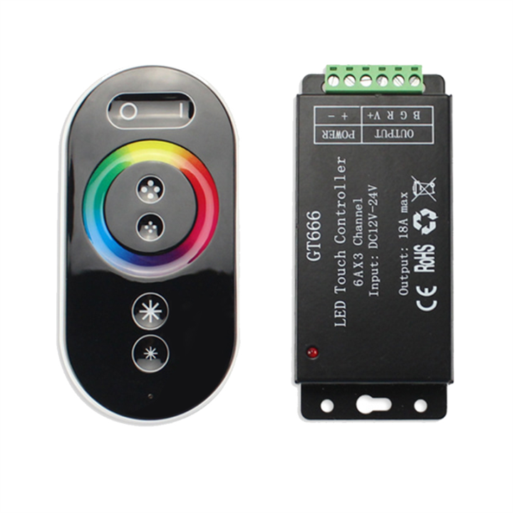 GT666 RGB LED LED Strip Controller Wireless Touch Remote DC 12V 24V 18A ...