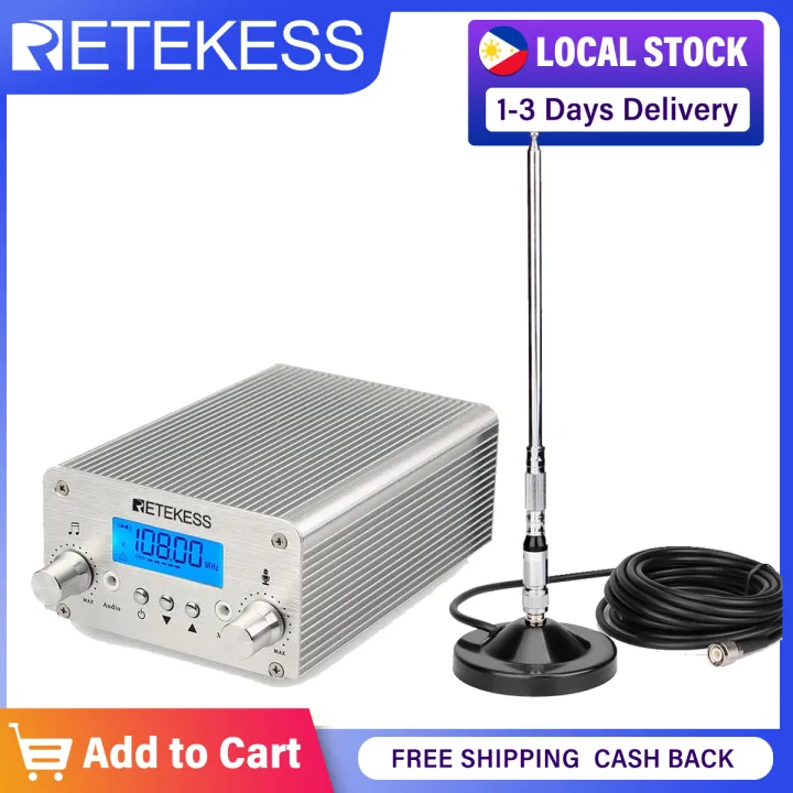 Retekess TR502 15W FM Transmitter Long Range Broadcast Stereo Station 8 ...