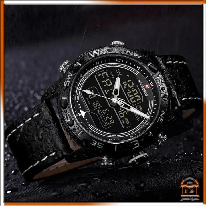 NAVIFORCE NF9144 Water Resistant LED Dual Display Watch Chronograph ...