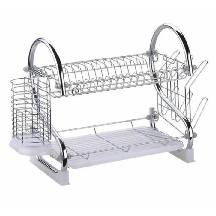 2 Layer Dish Drainer Rack Stainless Steel | Daraz.com.bd