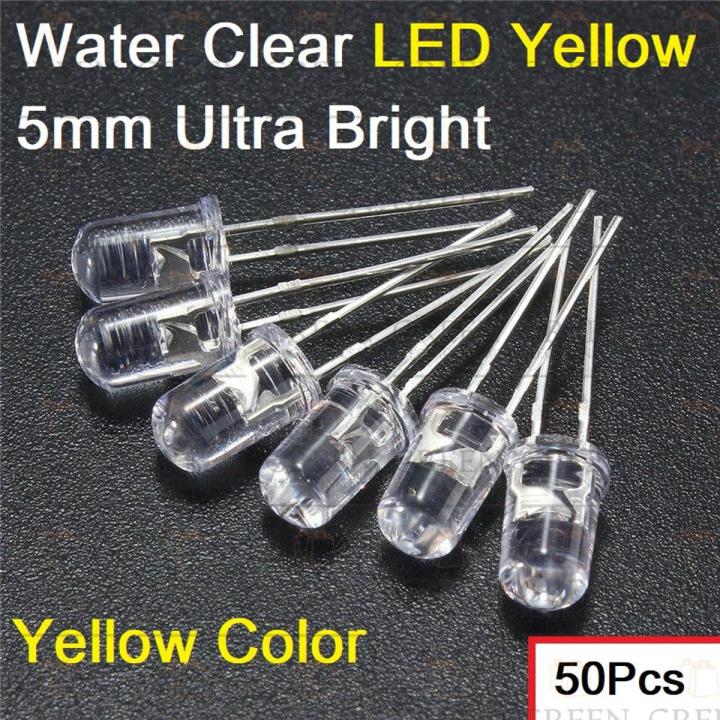 Water Clear LED Yellow 5mm Ultra Bright-50Pcs | Daraz.com.bd