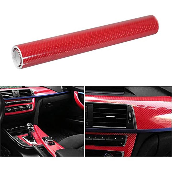 3D Carbon Fiber Vinyl Car Diy Wrap Sheet Roll Film Sticker Decal - Red ...