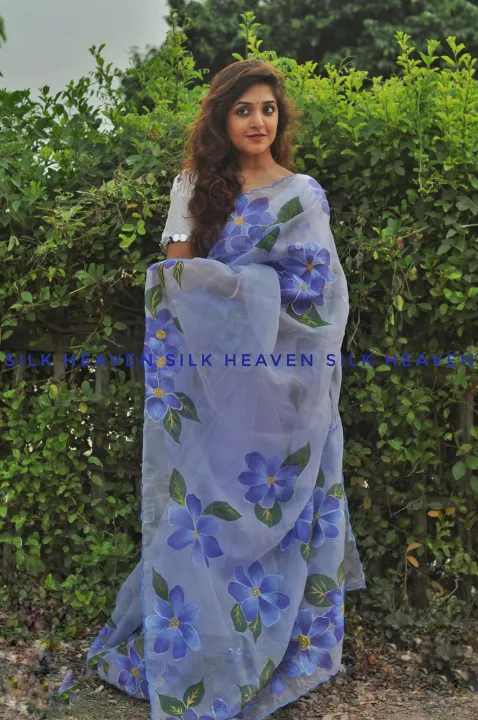 Exclusive Designer Hand Print Resom silk Saree / Resom suti Saree Super ...