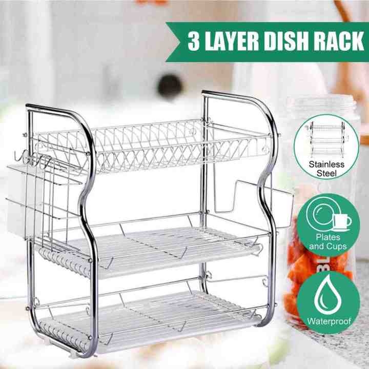 3 Layer Dish Drainer Rack Stainless Steel | Daraz.com.bd