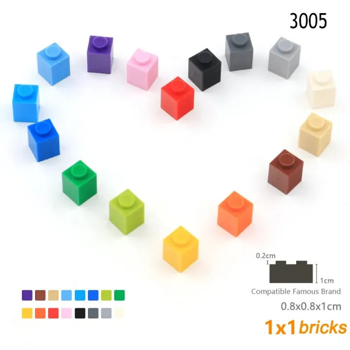 50pcs/lot DIY Building Blocks Thick Figures Bricks 1x1 Dots Educational ...