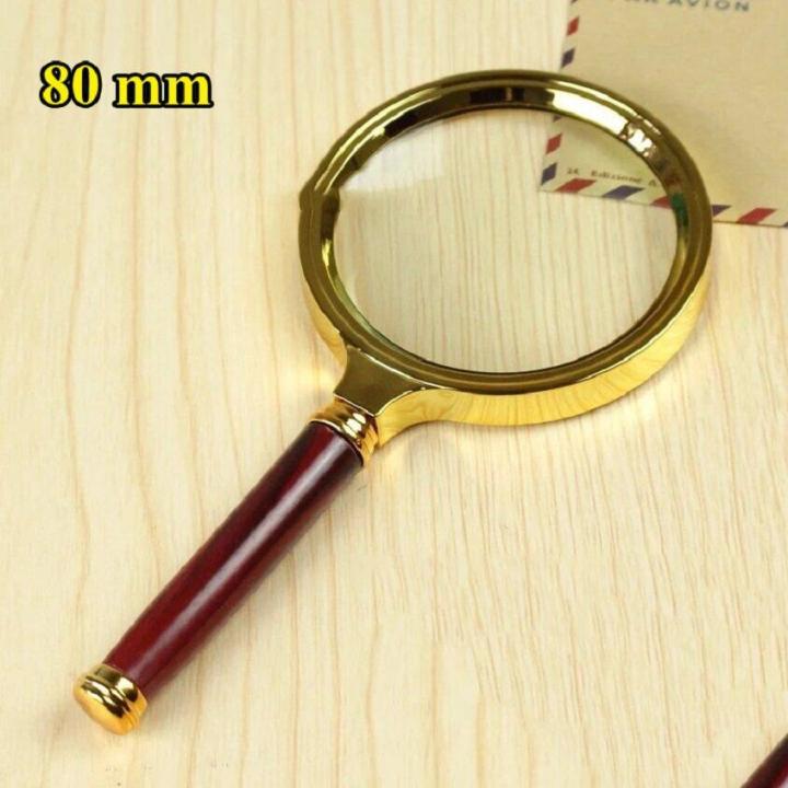 80mm magnifier wooden handle Reading Magnifying Glass Lens Handheld ...