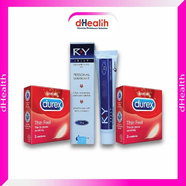 RY Jelly & 2 Durex Thin Feel Condom Combo Pack, Personal lubricant ...