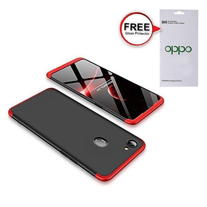 Oppo F9 360 Degree Phone Case with Free Glass Protector - Black and Red ...