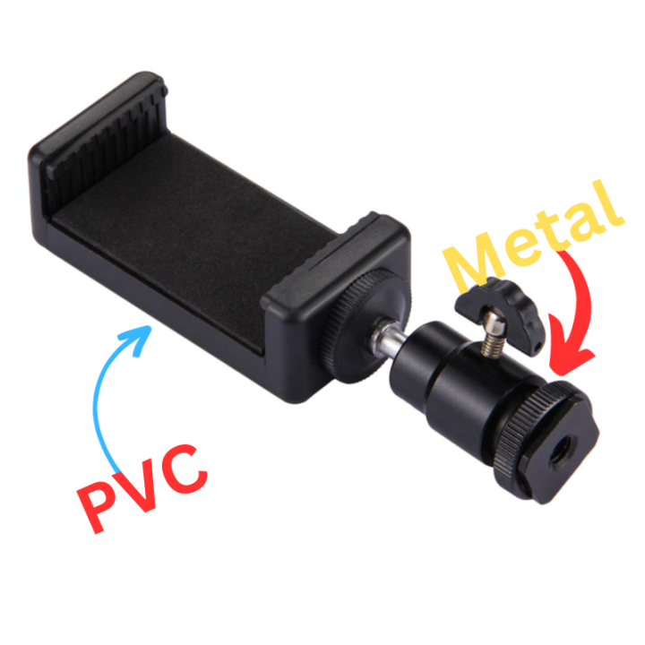 2 In 1 Mobile Phone Clip Holder 360 Ball Head Hot Shoe Adapter Mount ...