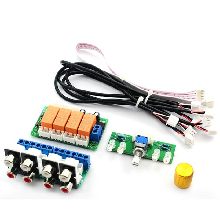 Relay 4-Way Audio Input Signal Selector Switching RCA Audio Input Selection Board of Rotary ...