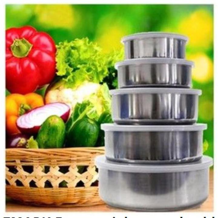 Protect fresh Box Stainless steel wear with plastic lid 5pcs set ...