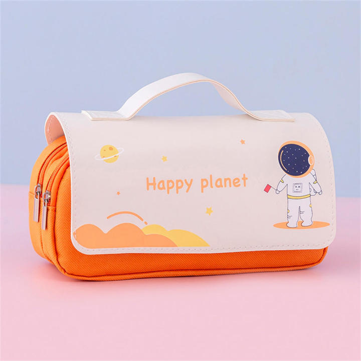 Zippered Pencil Case Handheld Astronaut Print Large Capacity Pencil Bag ...
