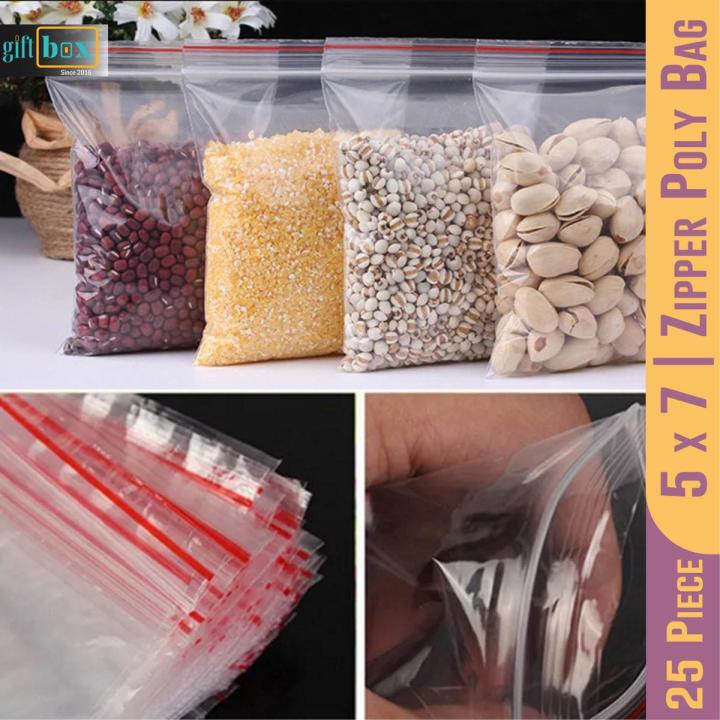 5 x 7 Inch Zip Lock Poly Bag Food Masala Wrapping Bags- 25 Piece ...