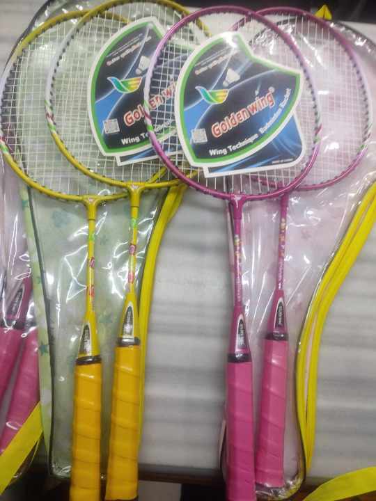 2 Pics Badminton Racket Bat (Golden Wing) - Racket For Kids - Introduce ...