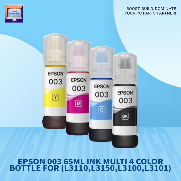 Epson 003 65ml ink Multi 4 Color Bottle for (L3110,L3150,L3100,L3101 ...