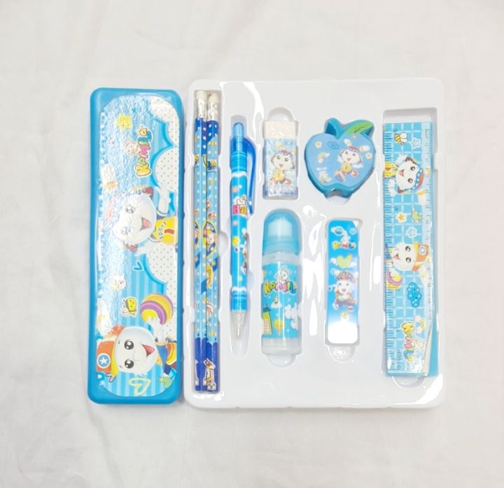 Pencil Stationary Set set 9pc - Blue/Pink Back To School Gift Set For ...