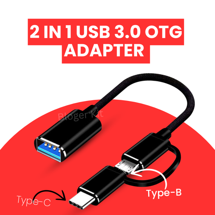 2 in 1 USB 3.0 OTG Cable Portable Type-C Micro USB OTG Adapter Cable ...