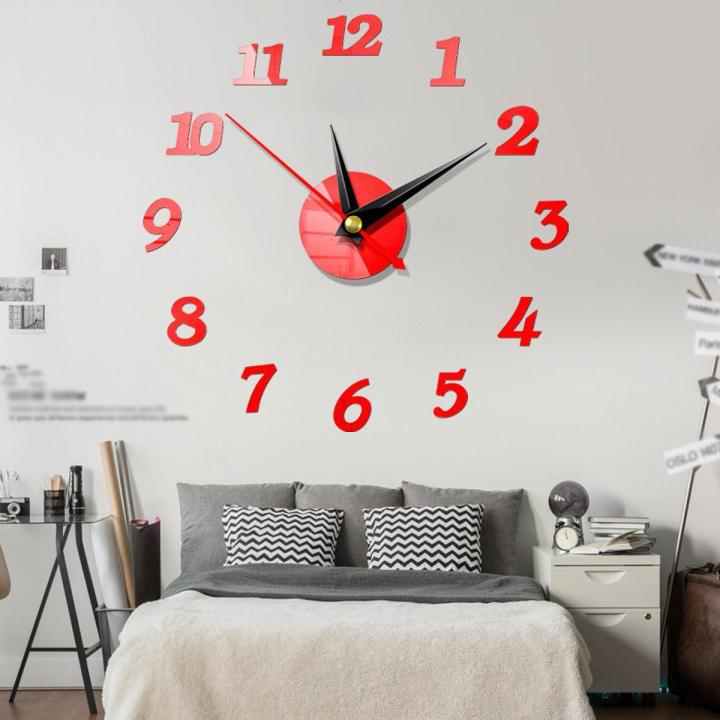3D Wall Clock Mirror Wall Stickers Wall Clocks Living Room Removable ...