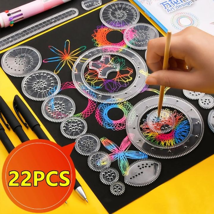 22/4/1PC Spirograph Ruler Drawing Scratch Painting Toys Interlocking ...