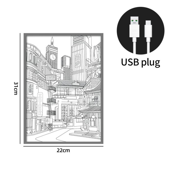 LED Light Up Painting Anime Wall Light Painting Decor Led Wall Art ...