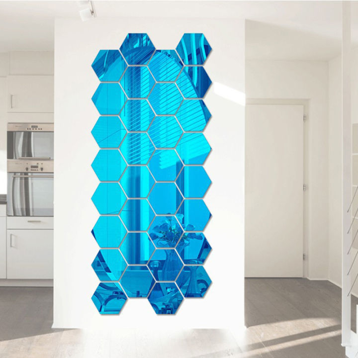 12Pcs Hexagonal Frame Stereoscopic Mirror Wall Sticker Decoration ...