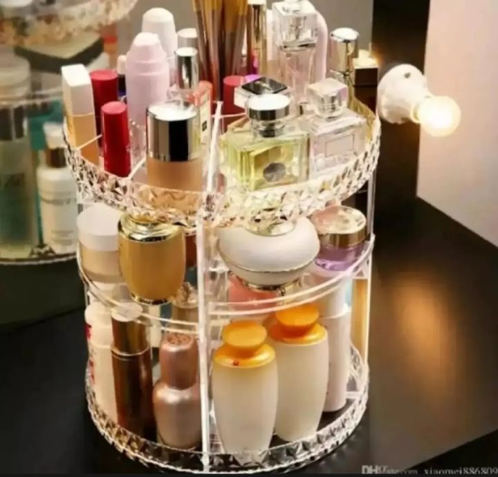 NEW 360 Degree Rotating Makeup Storage Rack Height Adjustable Cosmetics ...