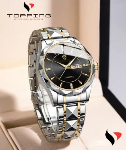 POEDAGAR 615 Quartz Stainless Steel Watch For Men - Black and Silver ...