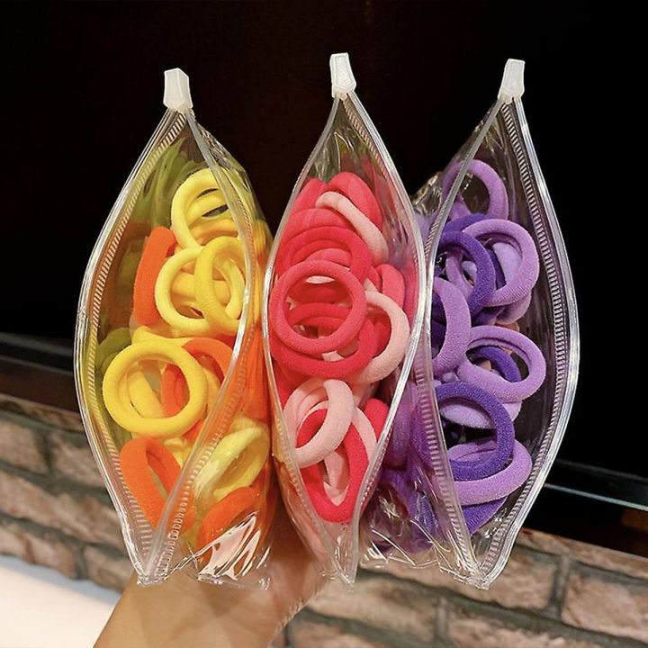 50Pcs/Set Women Girls 4CM Colorful Nylon Elastic Hair Bands / Ponytail ...