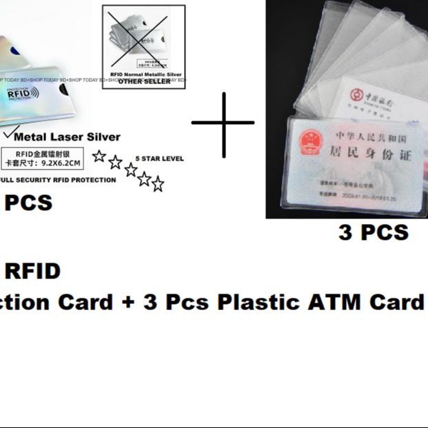 Anti RFID Aluminium 3 Pieces Card Holders Metal Leaser Silver + Plastic ...