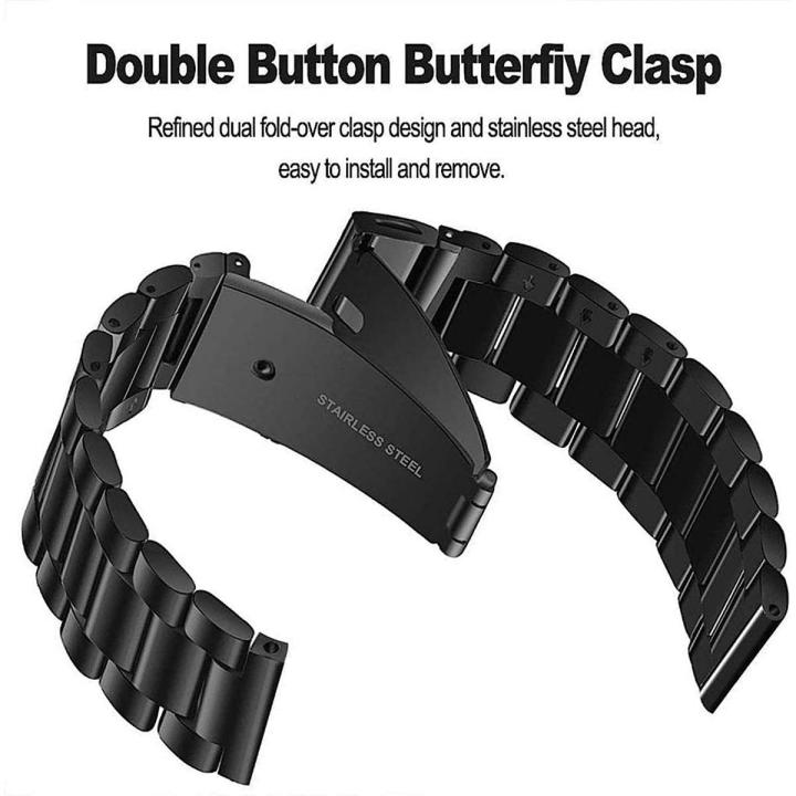 Stainless Steel Replacement smart Watch Straps- 22mm Black | Daraz.com.bd