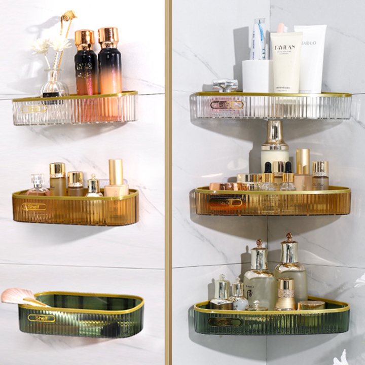 Wall Mount Bathroom Corner Shelf Shower Storage Rack Wall Shampoo ...