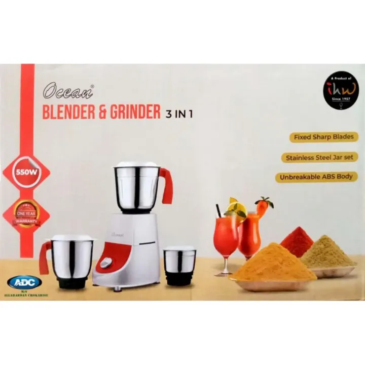Ocean Mixer Grinder Blender 3 In 1 (550w) | Daraz.com.bd