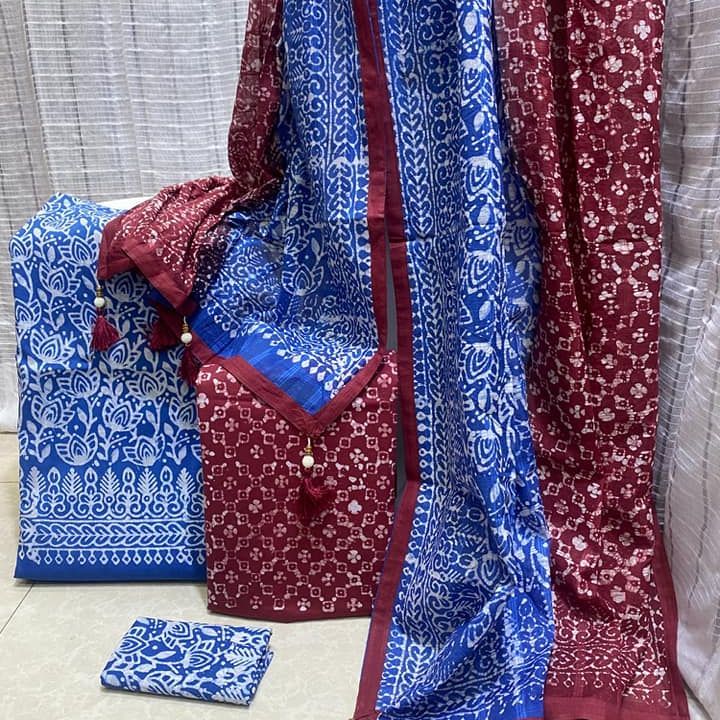 Bexi-Voile High quality Vegetable Batik Print Three Piece. | Daraz.com.bd