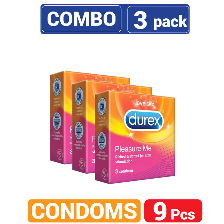 Durex - Pleasure Me Condom - Combo Pack - 3 Packs - 3x3=9pcs | Daraz.com.bd
