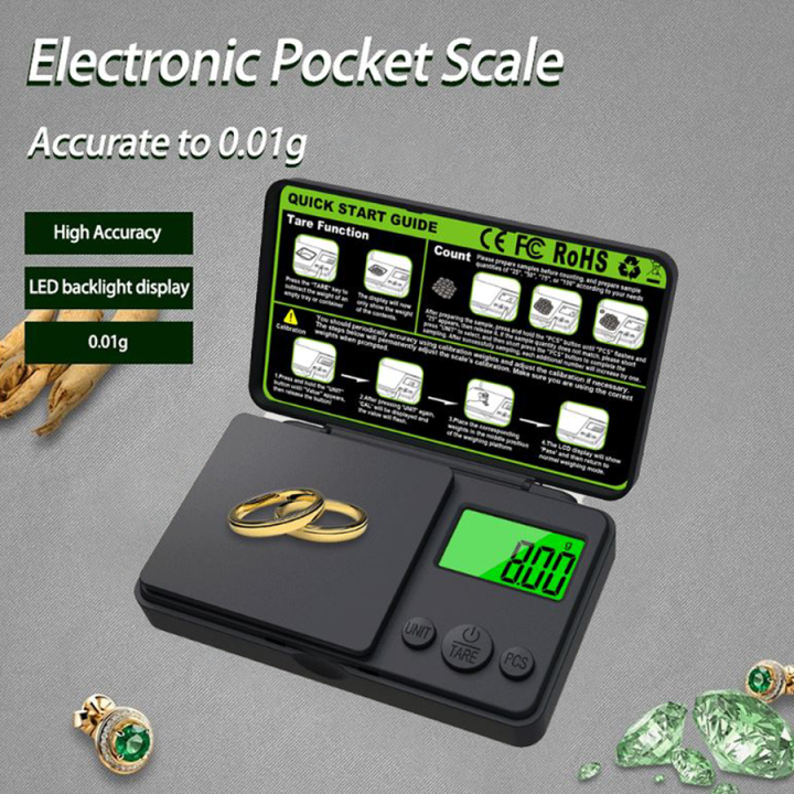 Digital Weighing Pocket Scale Accurate 0.01g LCD Display Gram Small ...