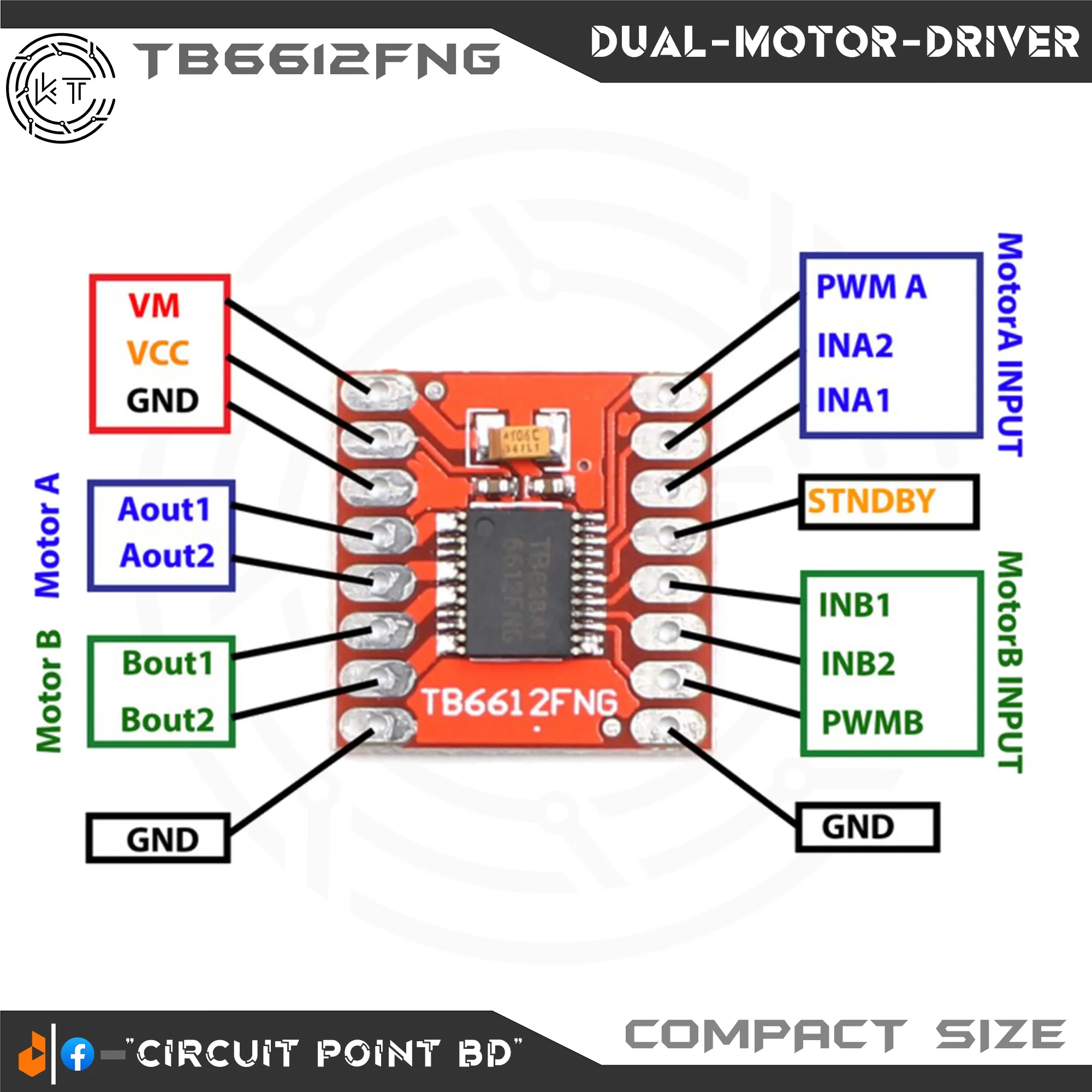2 Channel Motor Driver TB6612 SMD Dual Motor Driver 1A TB6612FNG for ...