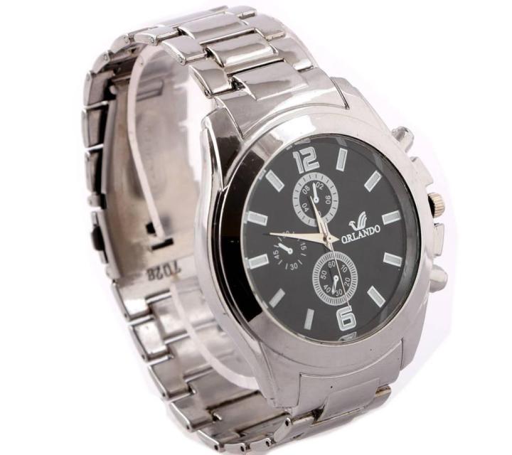 Stainless Steel Analog Watch For Men - Silver and Black | Daraz.com.bd